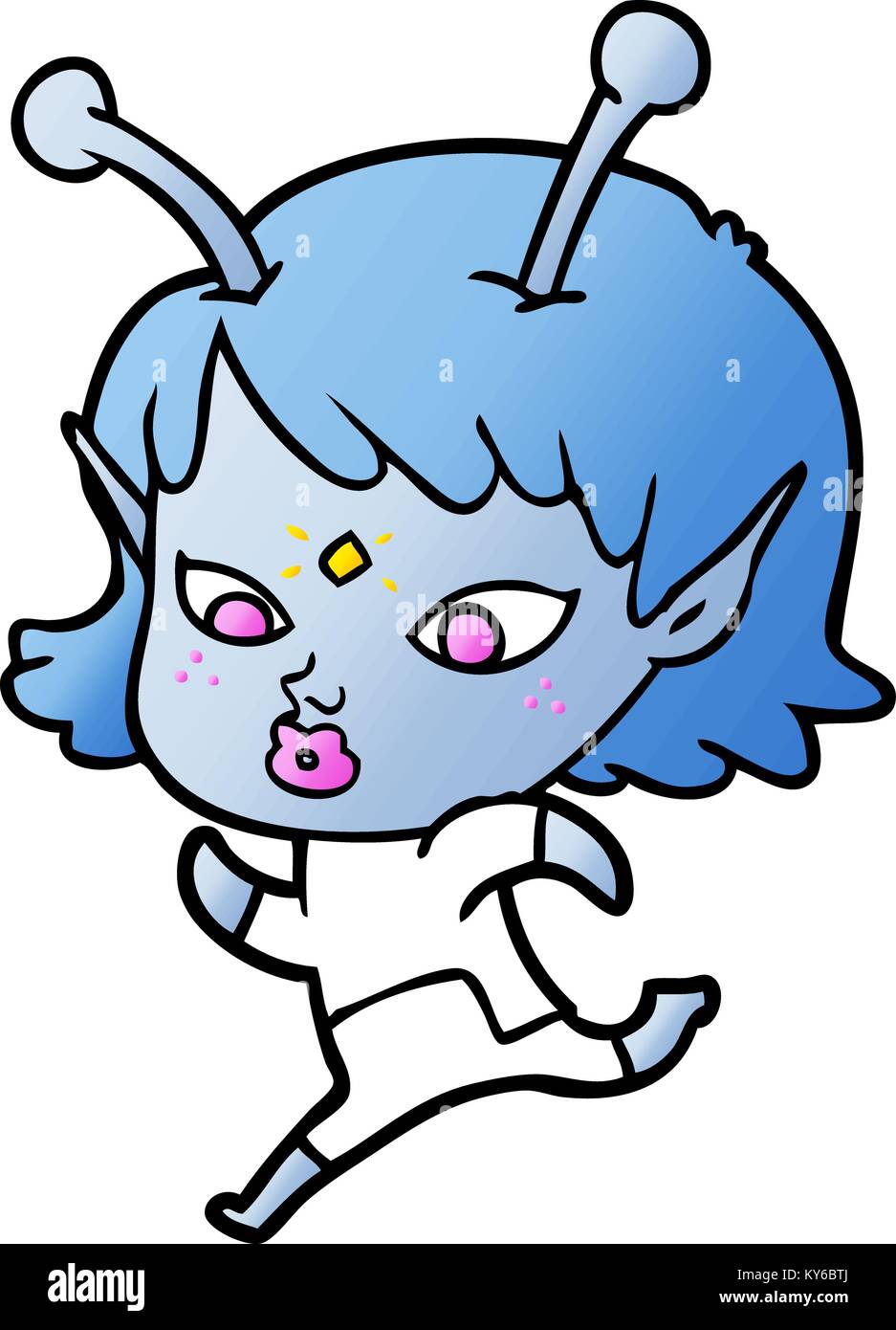 pretty cartoon alien girl running Stock Vector Image & Art - Alamy