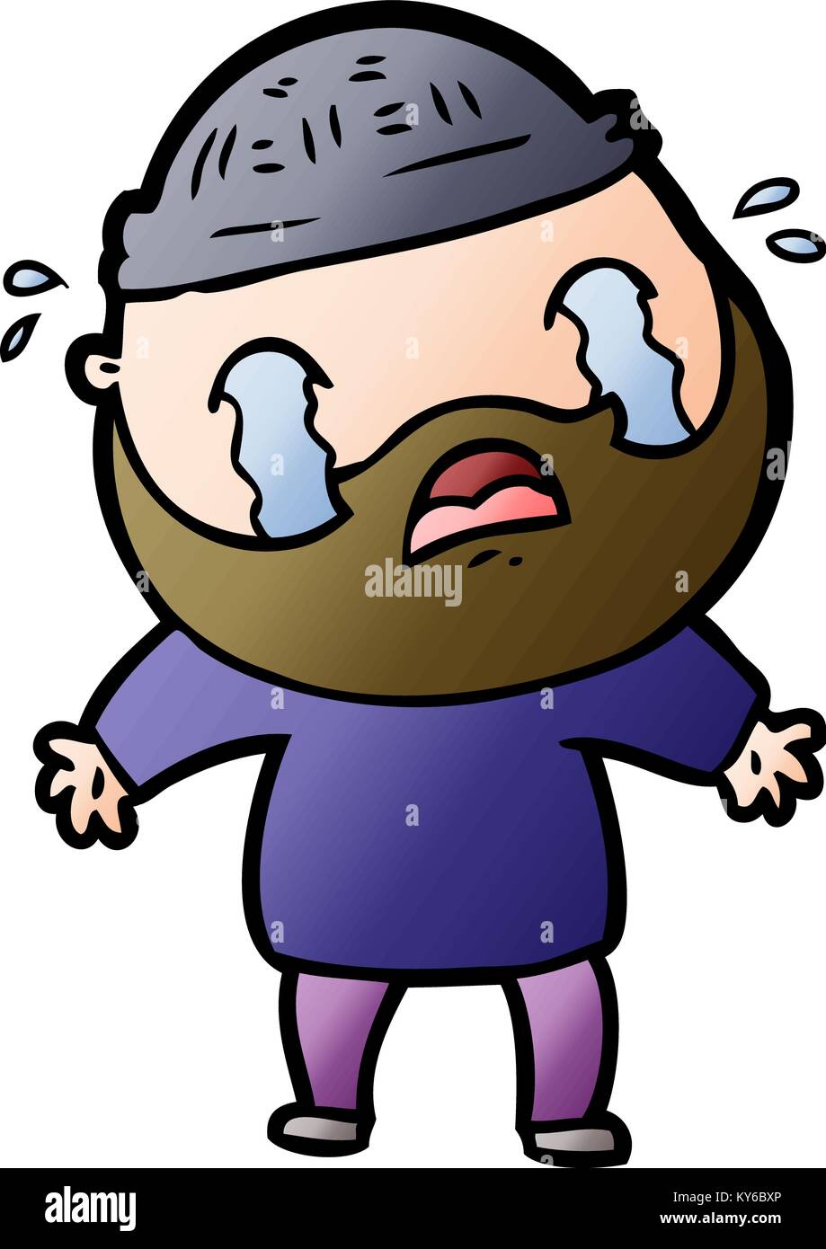 cartoon bearded man crying Stock Vector Image & Art - Alamy