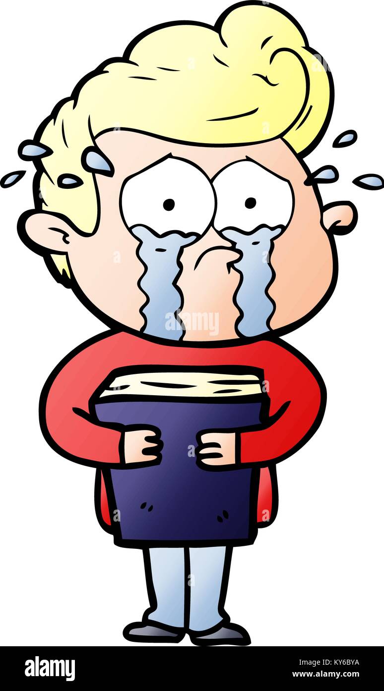 cartoon crying man holding book Stock Vector Image & Art - Alamy