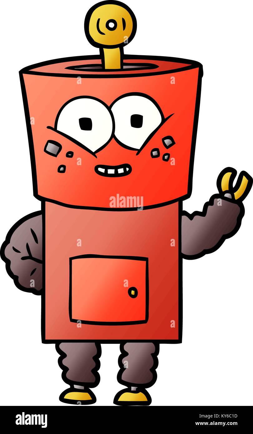 happy cartoon robot waving hello Stock Vector Image & Art - Alamy