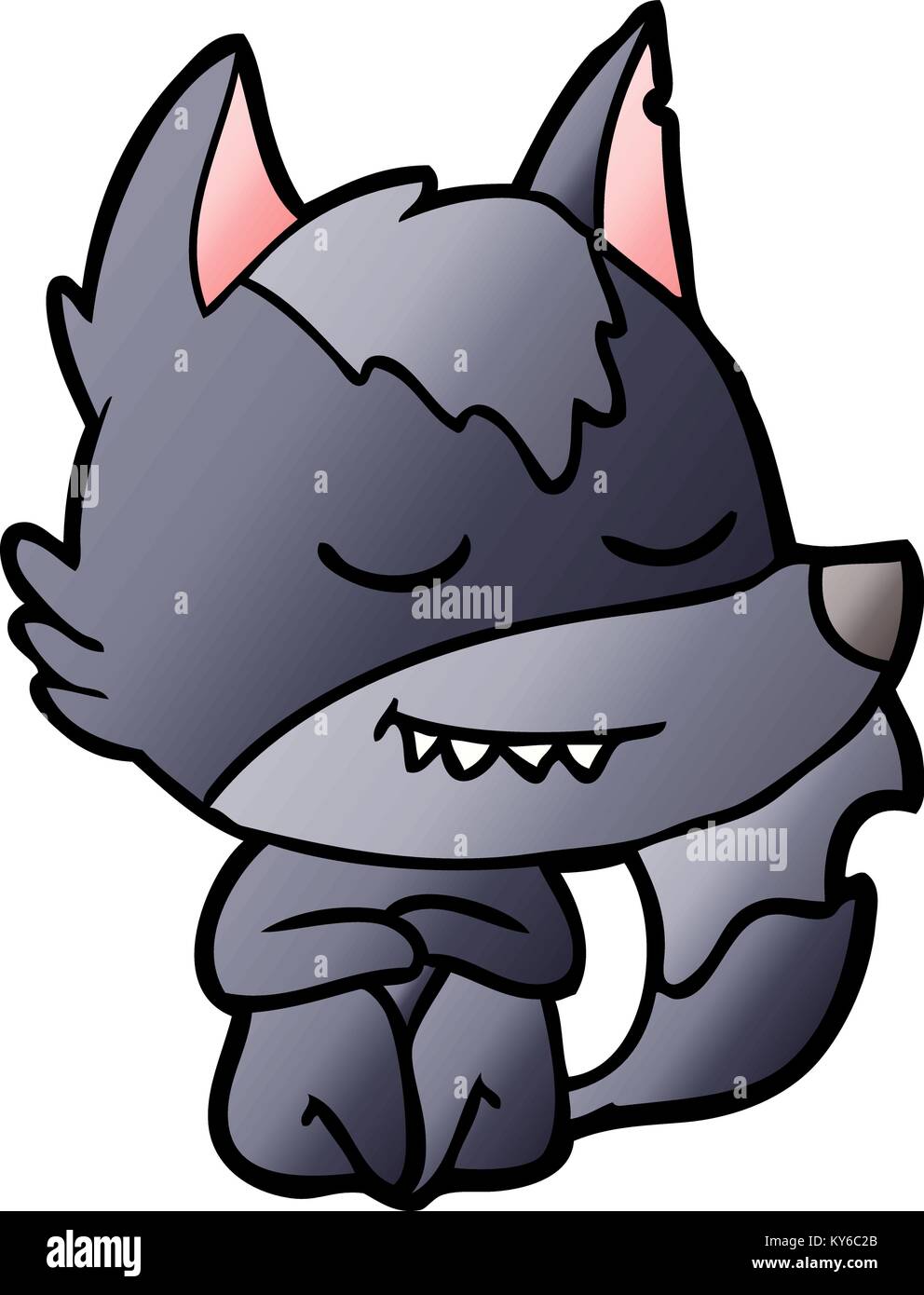 friendly cartoon wolf sitting Stock Vector Image & Art - Alamy