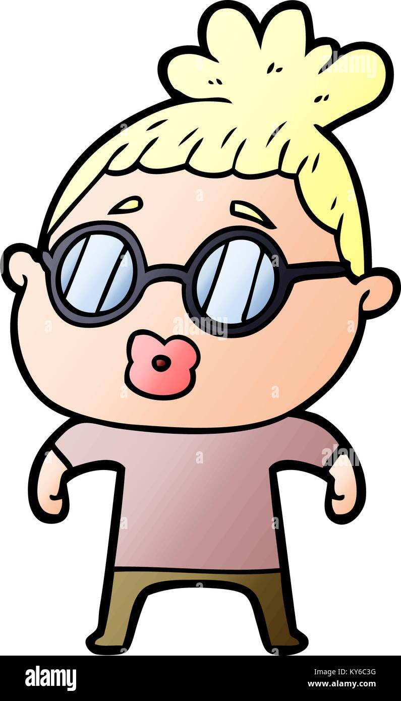 cartoon woman wearing spectacles Stock Vector Image & Art - Alamy