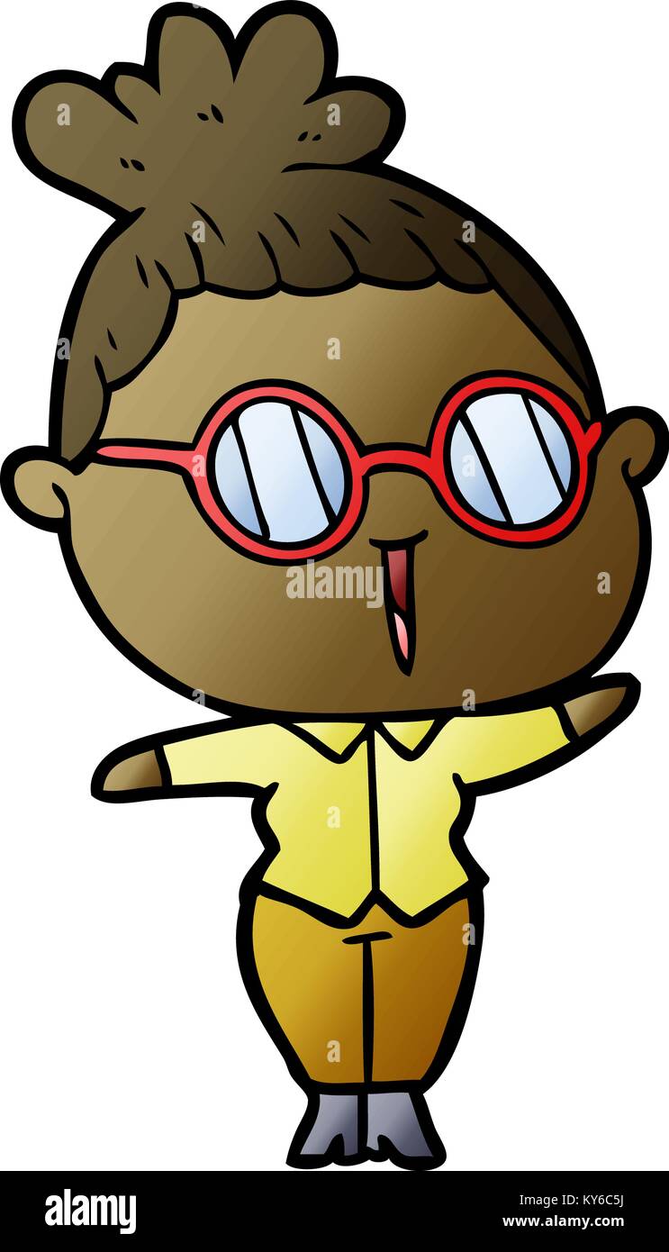 cartoon woman wearing spectacles Stock Vector Image & Art - Alamy