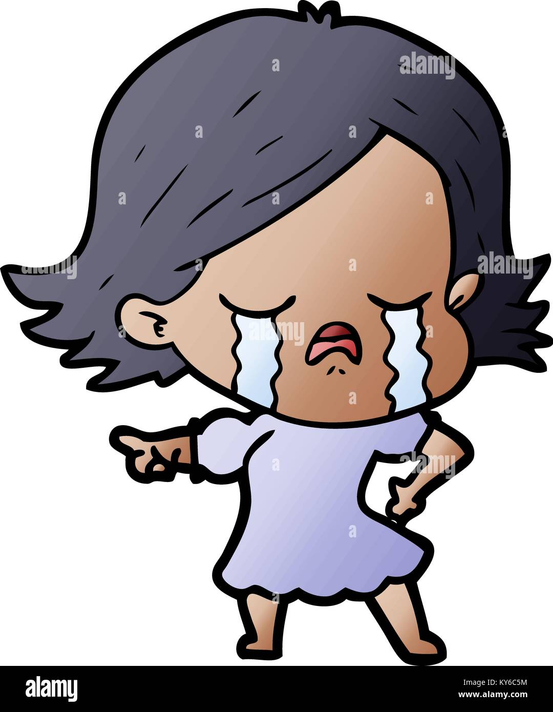 cartoon girl crying and pointing Stock Vector Image & Art - Alamy
