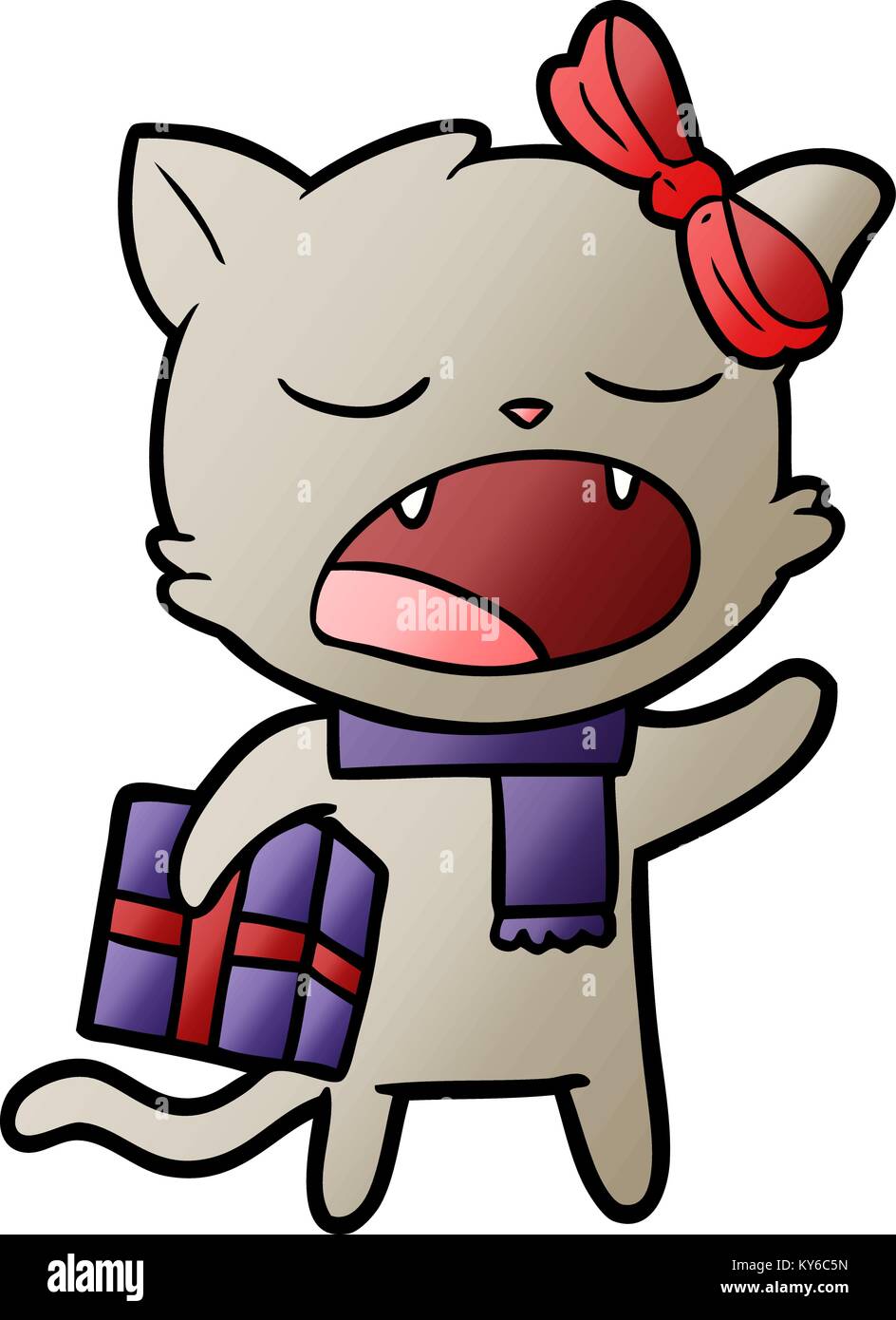 cartoon cat with christmas present Stock Vector Image & Art - Alamy