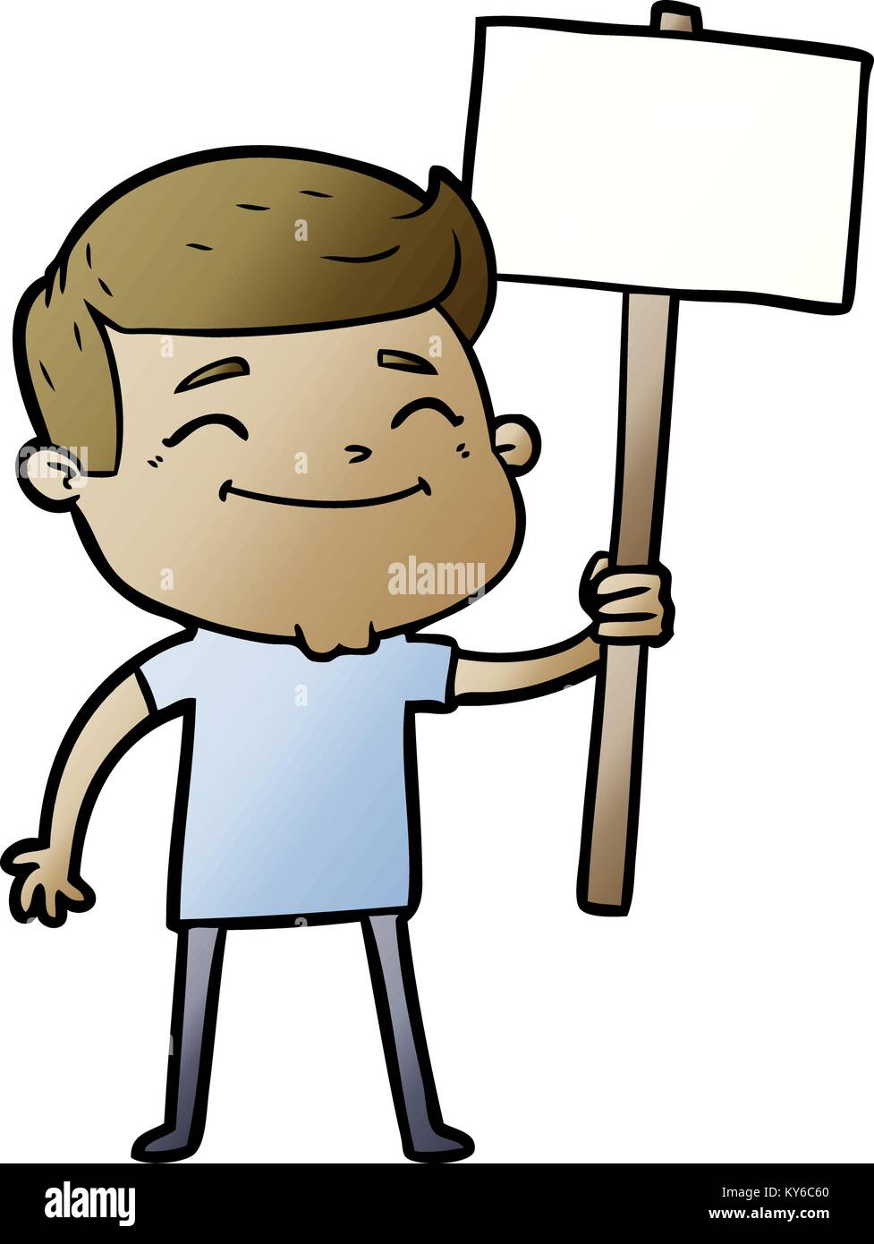 happy cartoon man with placard Stock Vector Image & Art - Alamy