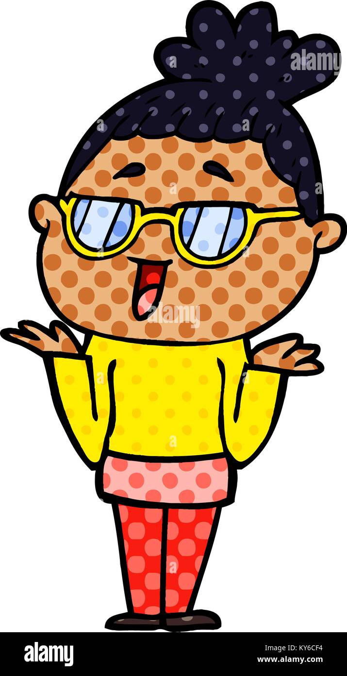 cartoon happy woman wearing spectacles Stock Vector Image & Art - Alamy