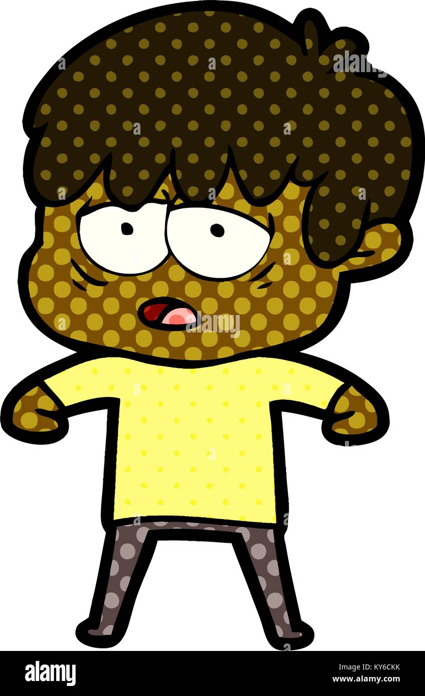 cartoon exhausted boy Stock Vector Image & Art - Alamy