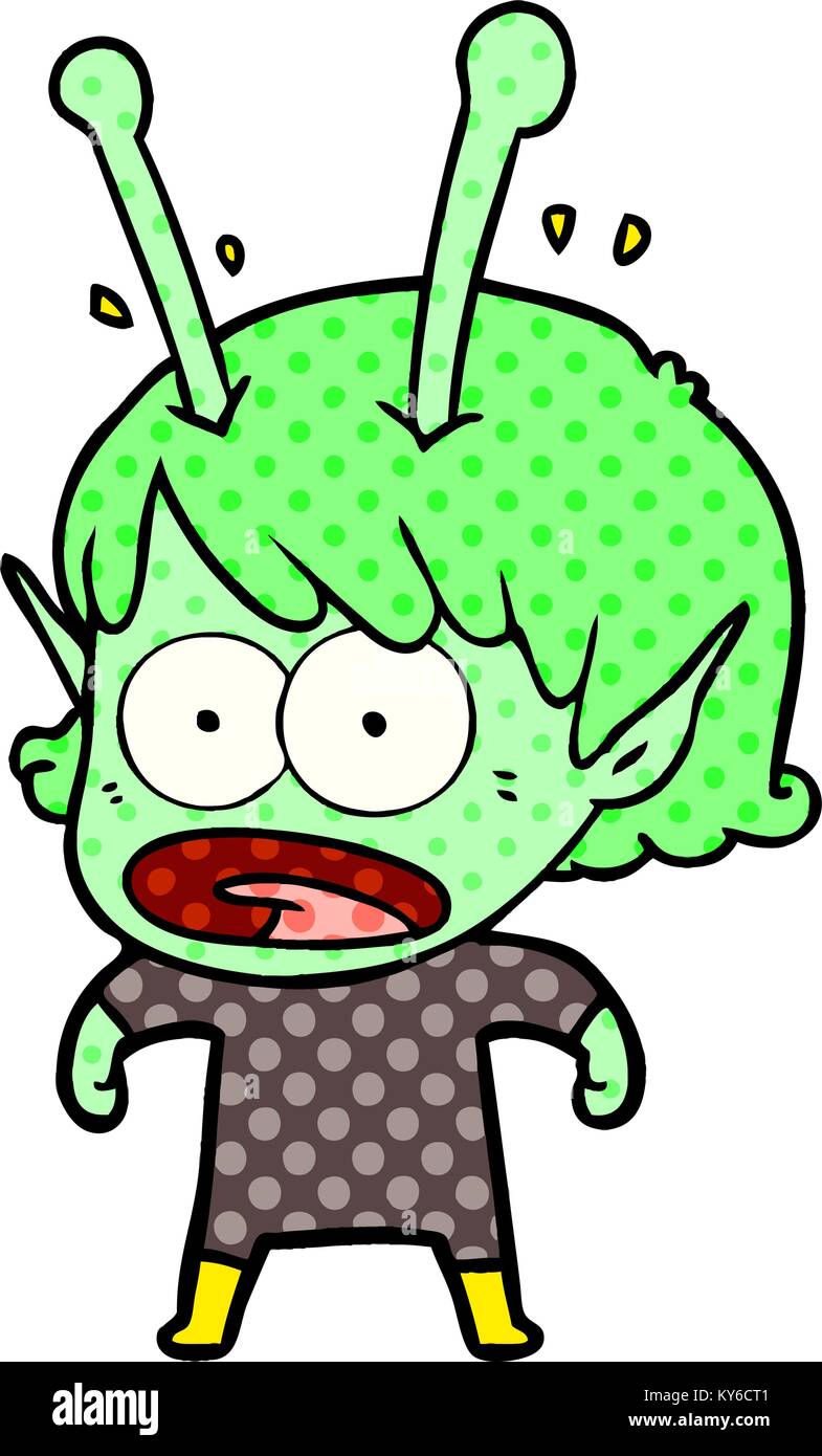 cartoon shocked alien girl Stock Vector Image & Art - Alamy