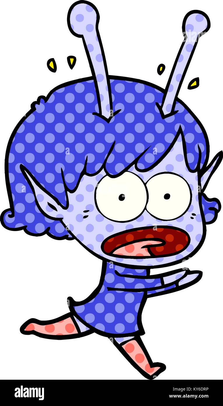 cartoon shocked alien girl Stock Vector Image & Art - Alamy