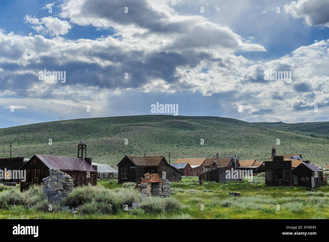 Ruined Buildings in the Californian Ghost Town of Bodie. Bodie is one ...