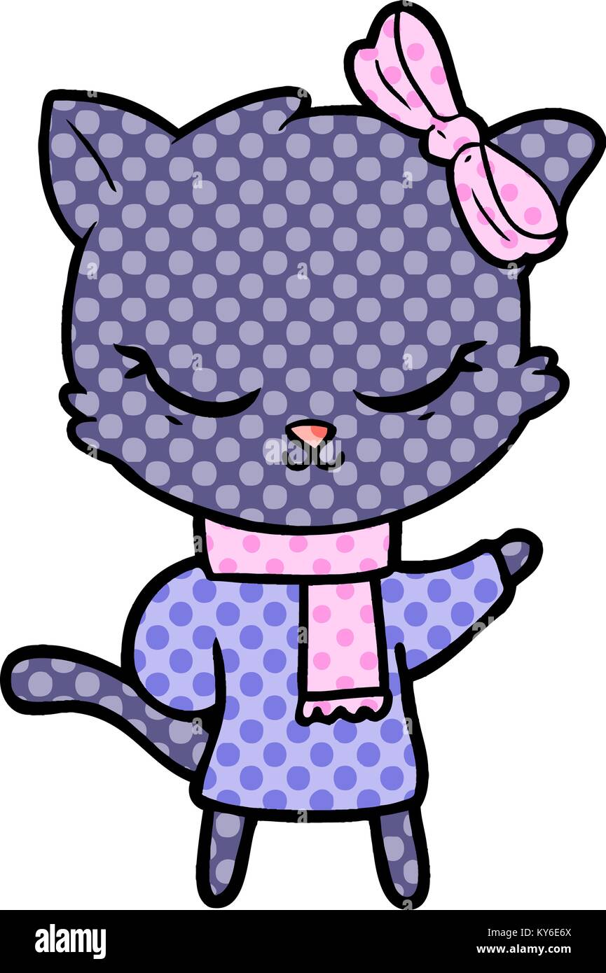 cute cartoon cat with bow Stock Vector Image & Art - Alamy