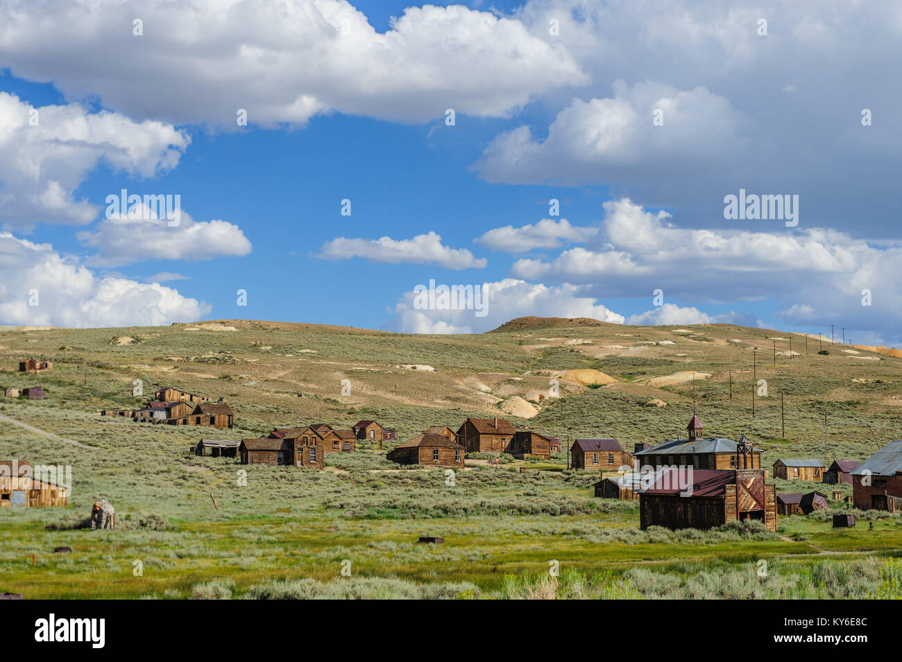 Ruined Buildings in the Californian Ghost Town of Bodie. Bodie is one ...