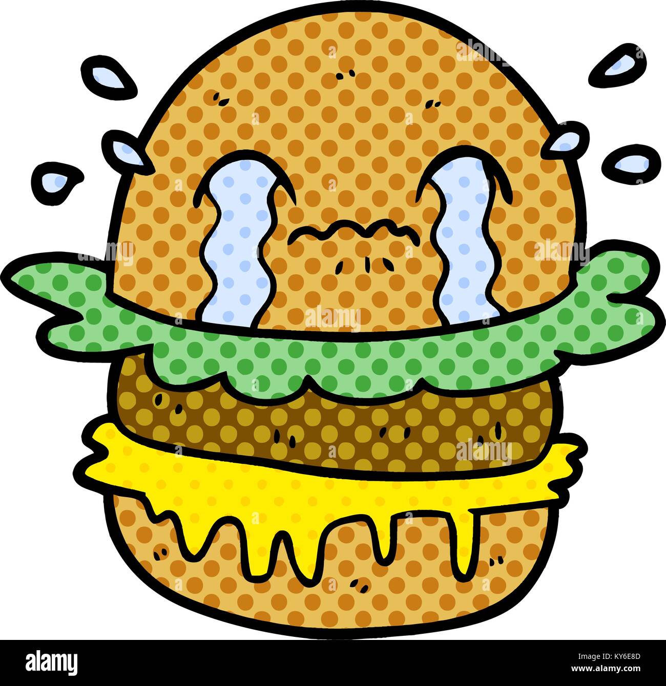 cartoon crying fast food burger Stock Vector Image & Art - Alamy