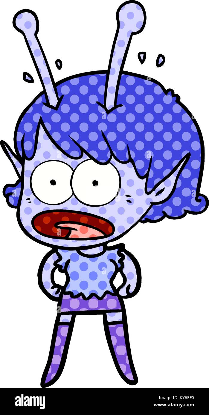 cartoon shocked alien girl Stock Vector Image & Art - Alamy