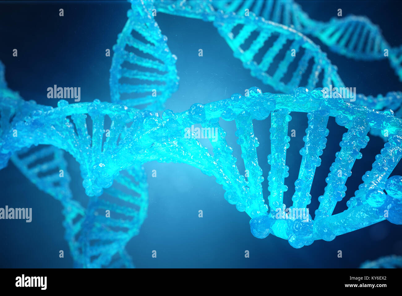 3D Illustration Helix DNA molecule with modified genes. Correcting ...