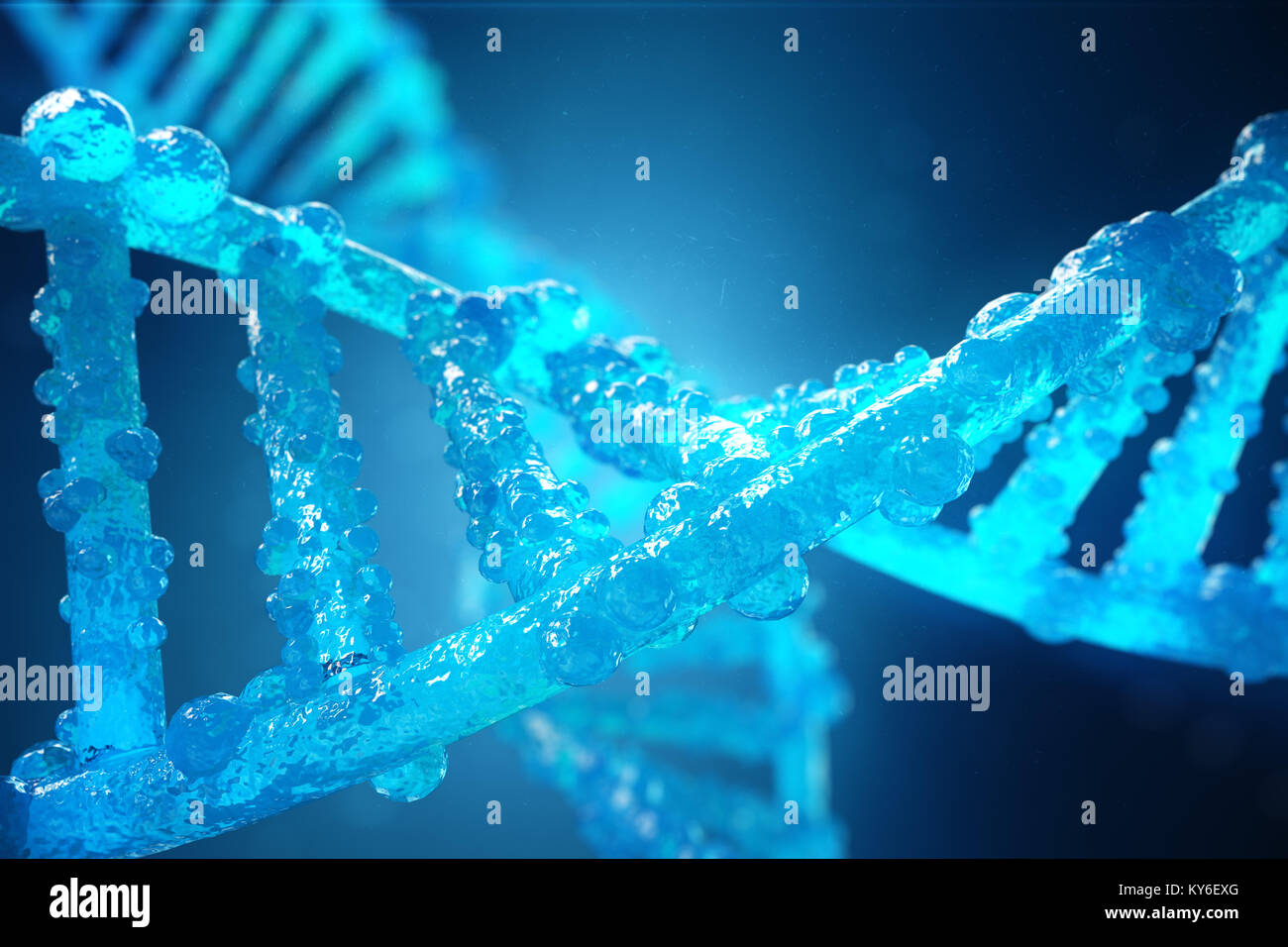 3D Illustration Helix DNA molecule with modified genes. Correcting ...