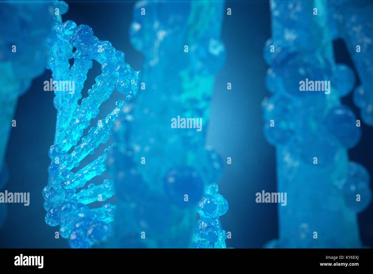3D Illustration Helix DNA molecule with modified genes. Correcting ...