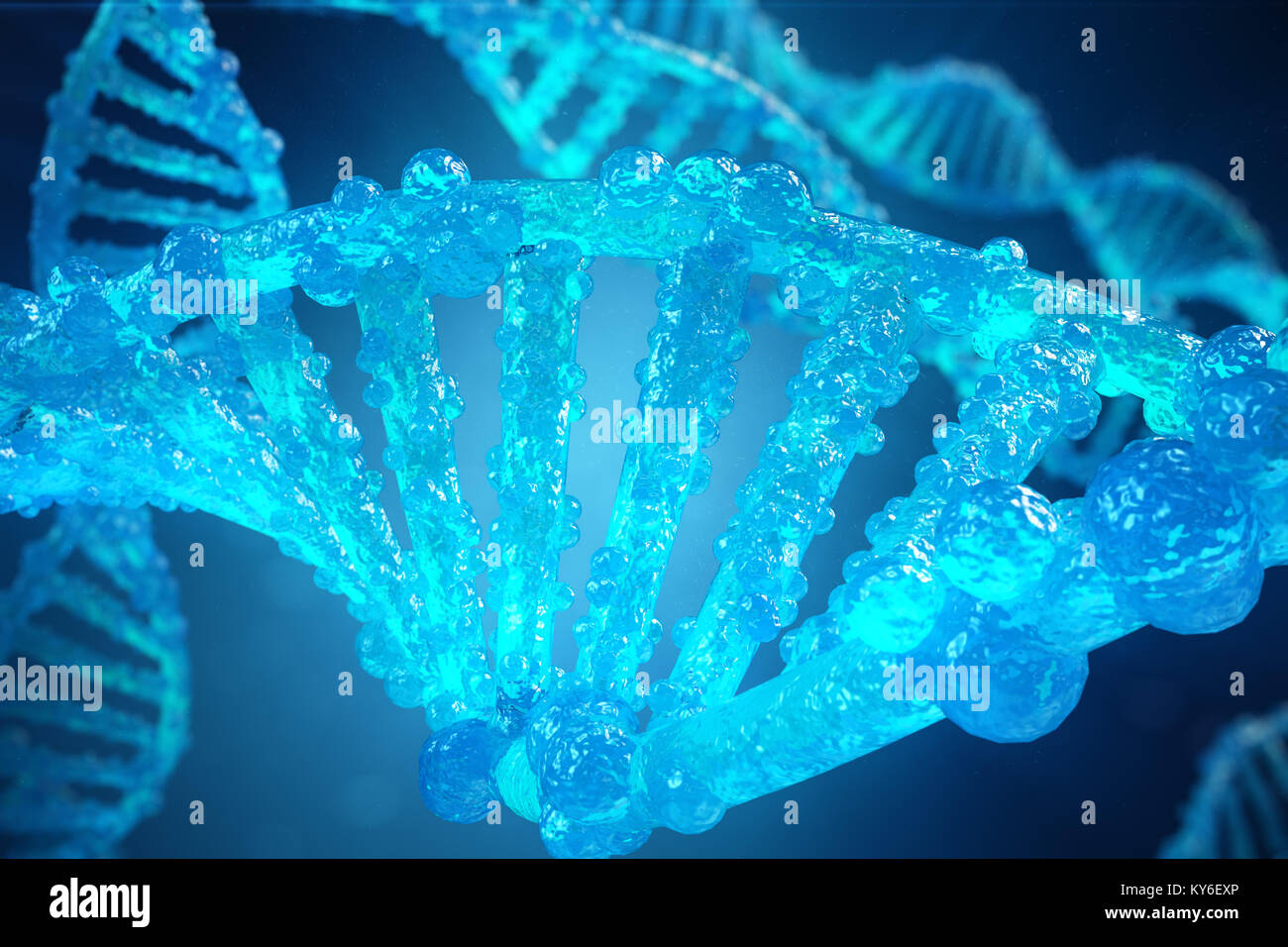 3D Illustration Helix DNA molecule with modified genes. Correcting ...