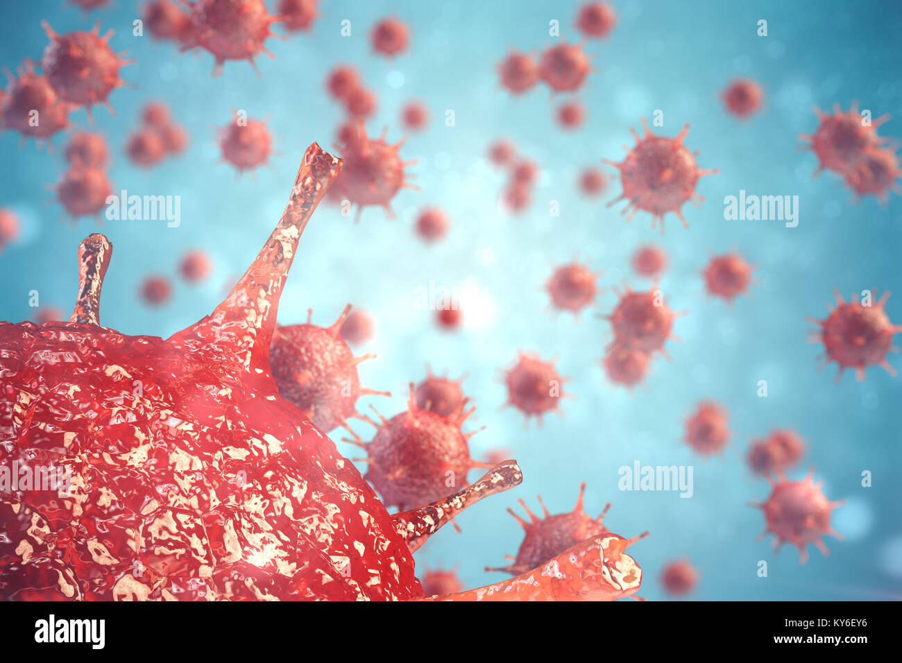 3d illustration virus, bacteria, cell infected organism, virus abstract ...