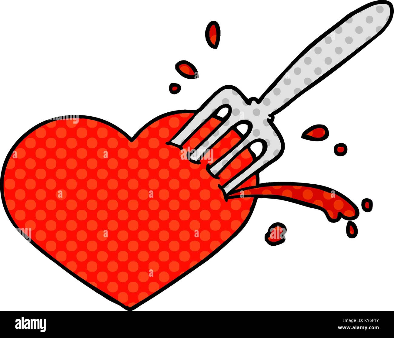cartoon love heart stuck with fork Stock Vector Image & Art - Alamy