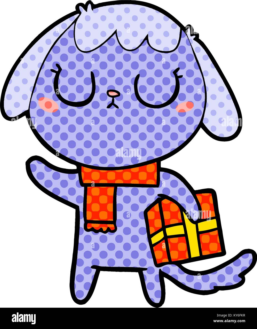 cute cartoon dog with christmas present Stock Vector Image & Art - Alamy