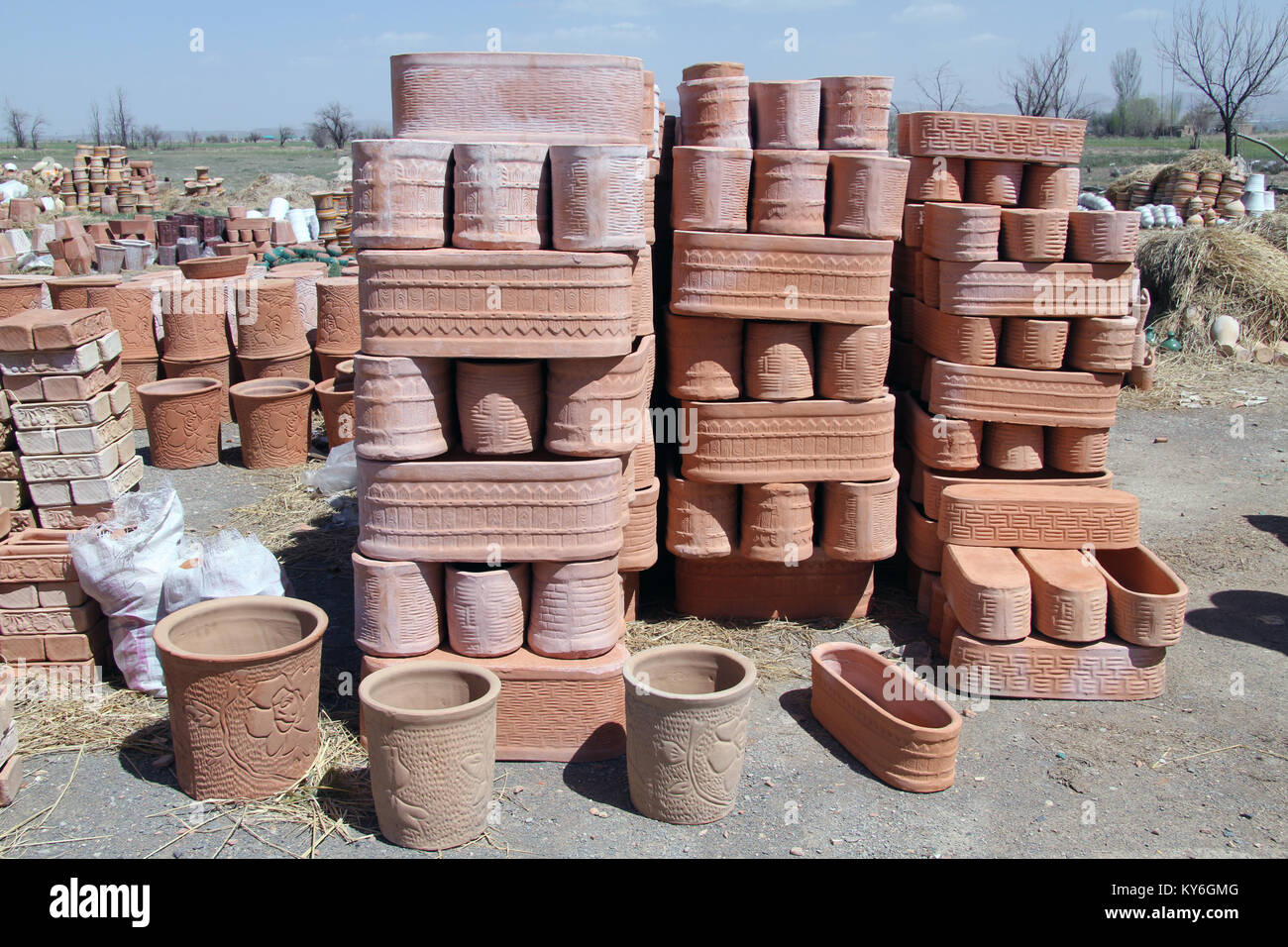 Handmade color ceramics for sale Stock Photo - Alamy
