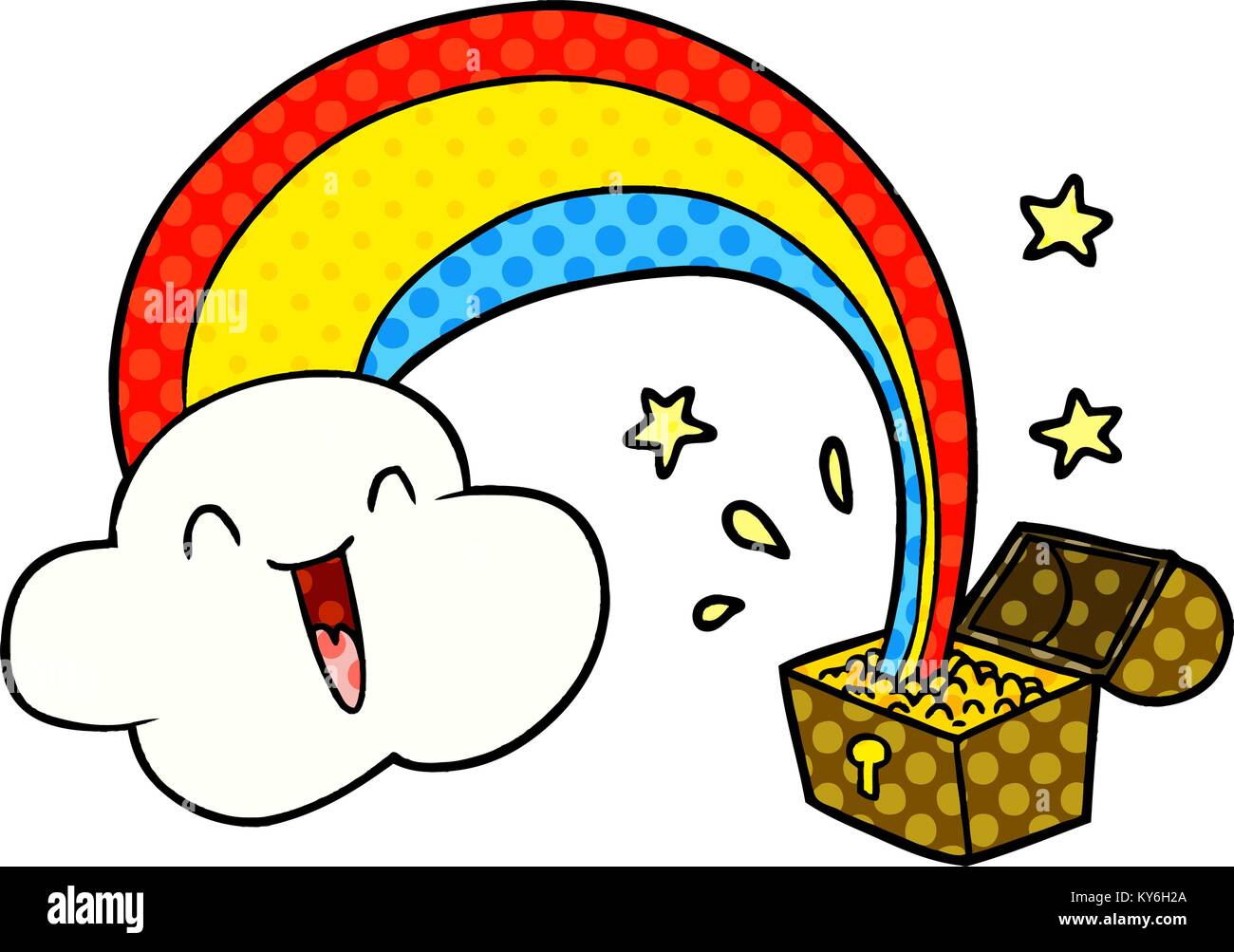 cartoon rainbow and pot of gold Stock Vector Image & Art - Alamy