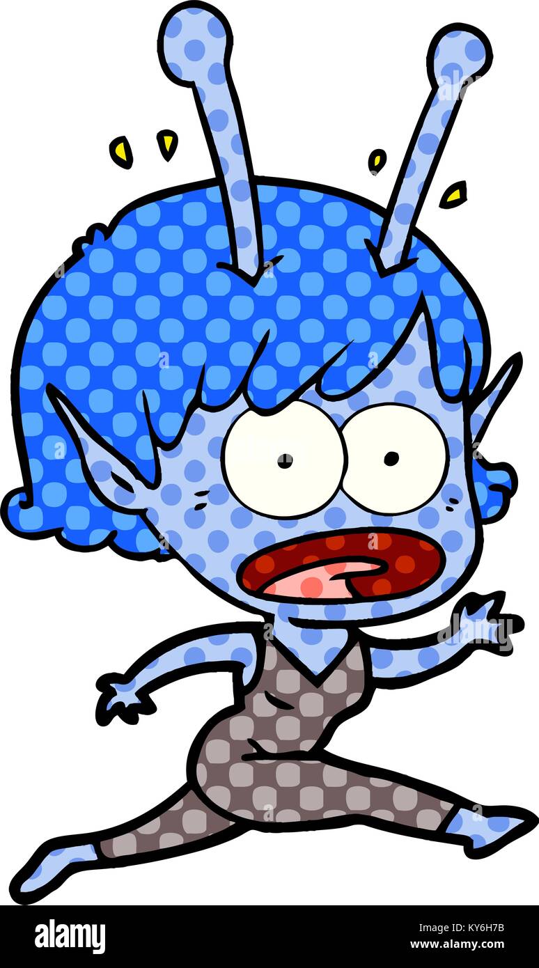 cartoon shocked alien girl Stock Vector Image & Art - Alamy