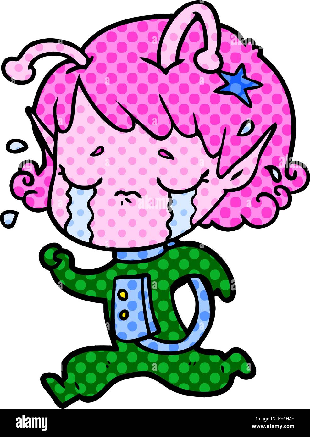 cartoon crying alien girl Stock Vector Image & Art - Alamy