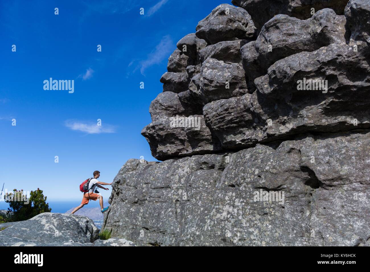 Exploring rock formations on top of Table Mountain in Table Mountain ...