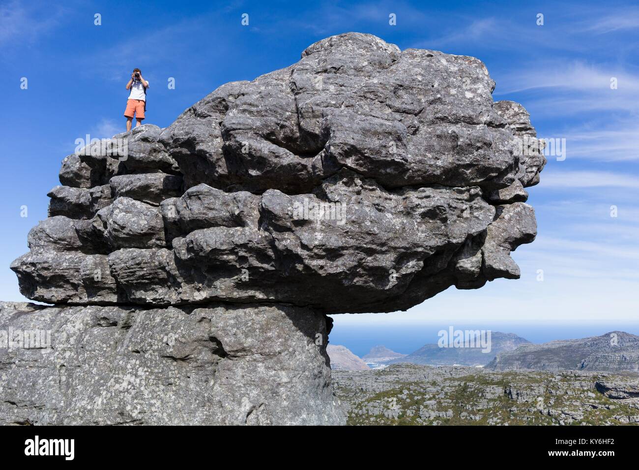 Exploring rock formations on top of Table Mountain in Table Mountain ...