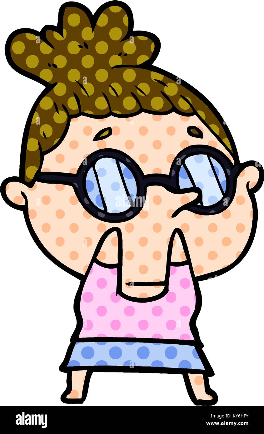 cartoon woman wearing glasses Stock Vector Image & Art - Alamy
