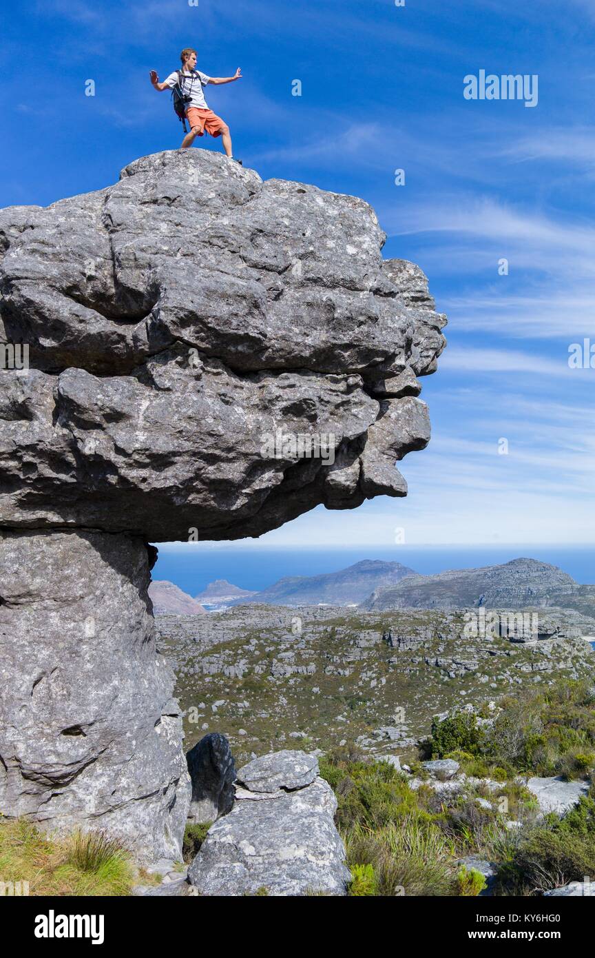 Exploring rock formations on top of Table Mountain in Table Mountain ...