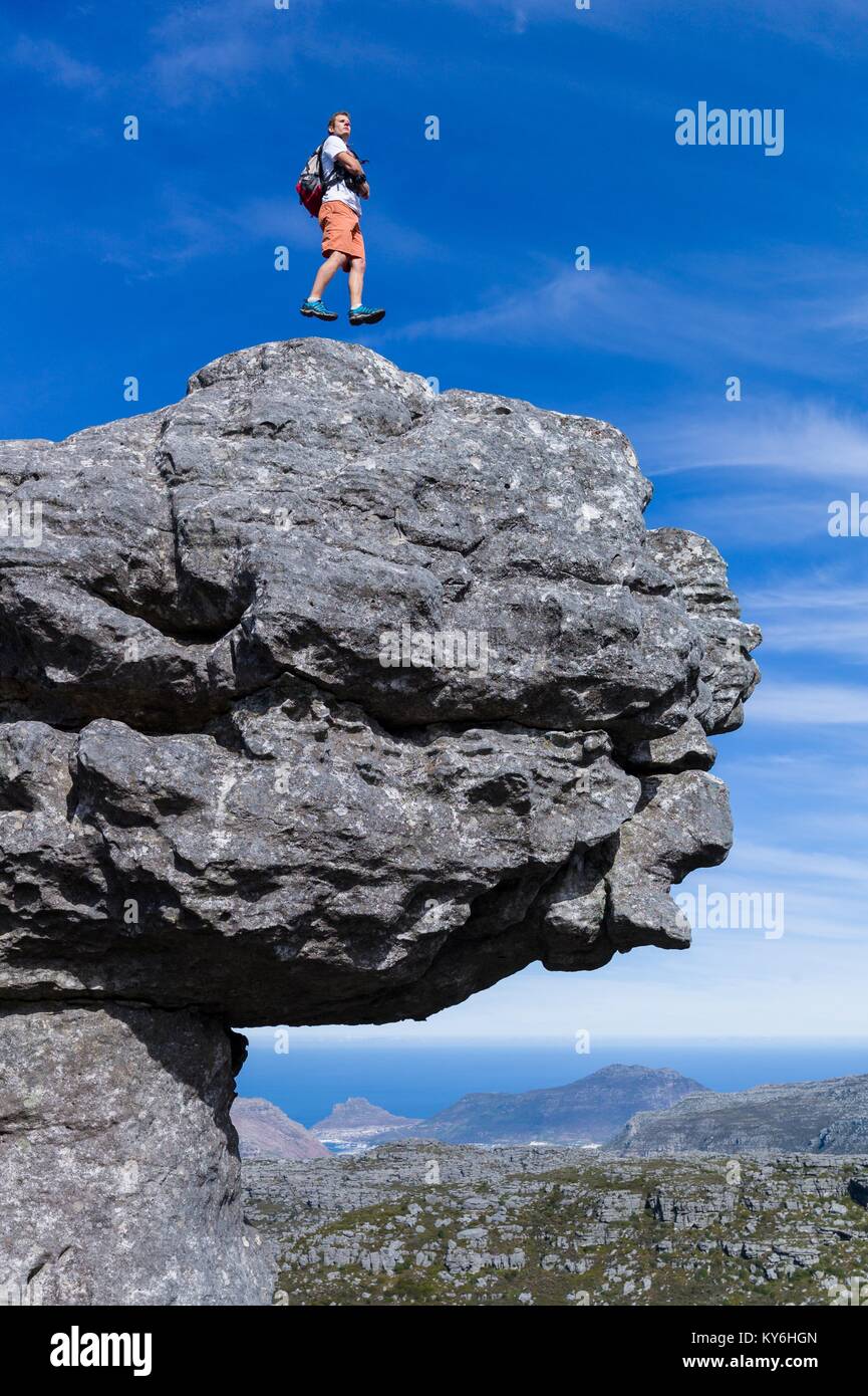 Exploring rock formations on top of Table Mountain in Table Mountain ...