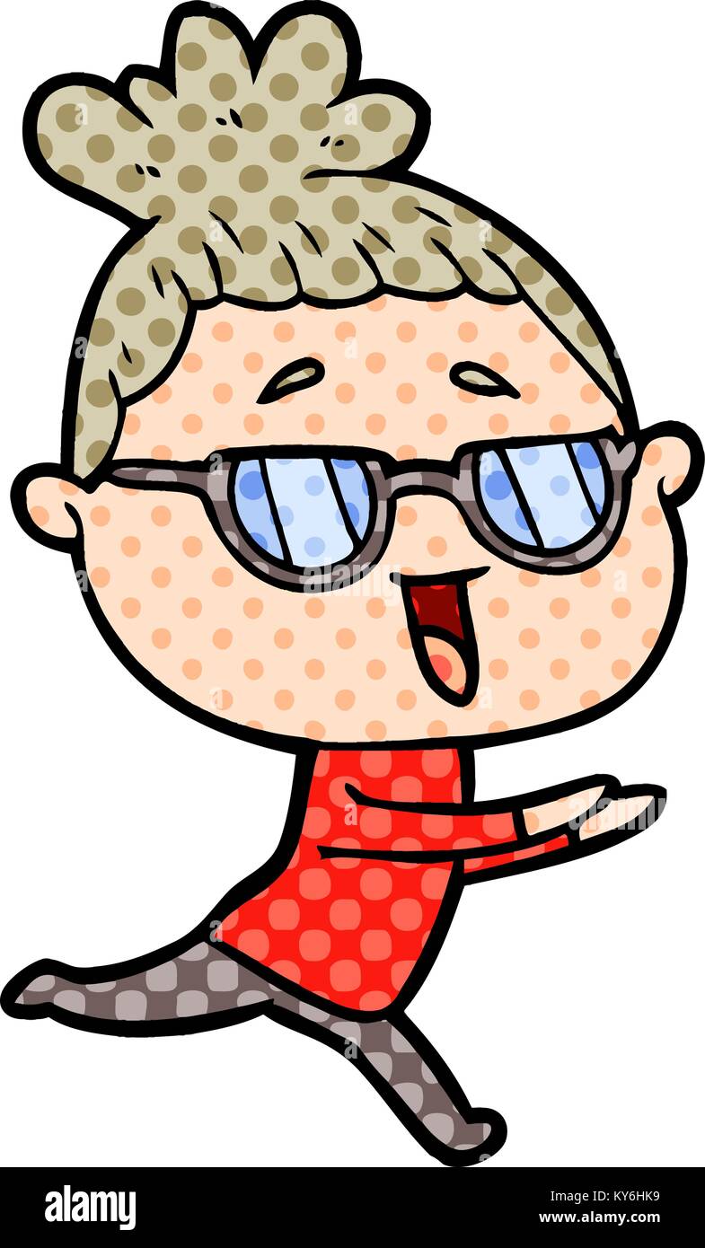 cartoon happy woman wearing spectacles Stock Vector Image & Art - Alamy