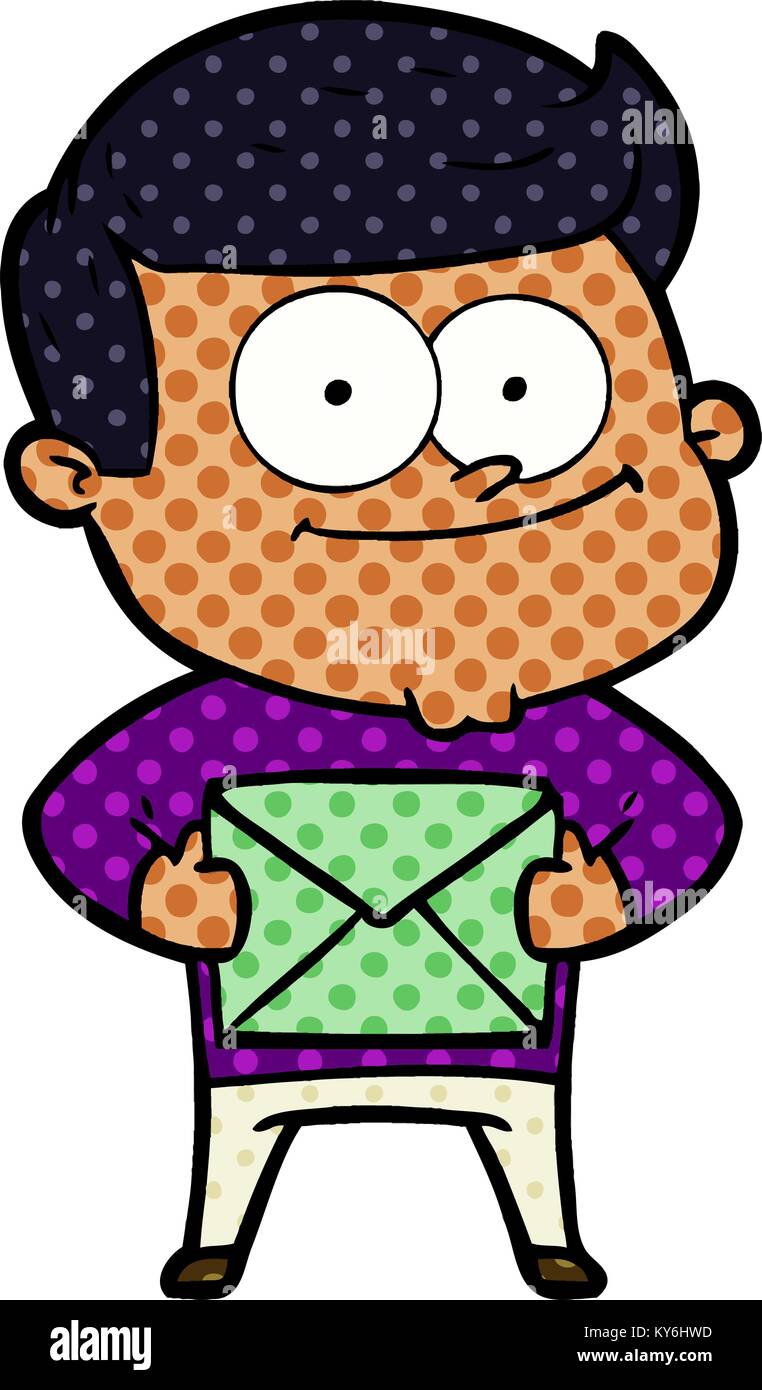 cartoon happy man holding letter Stock Vector Image & Art - Alamy
