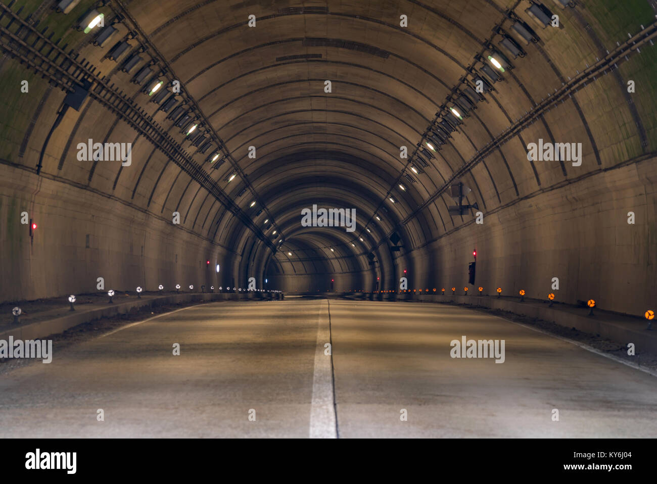 Tunnel Road with two lane highway Stock Photo - Alamy