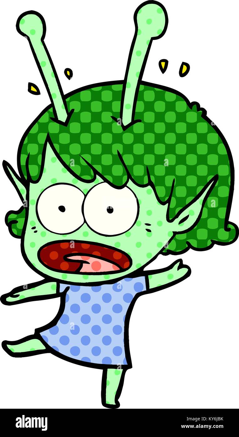 cartoon shocked alien girl Stock Vector Image & Art - Alamy