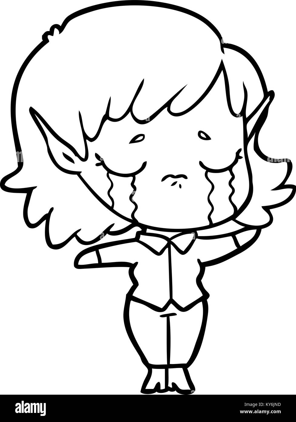 cartoon crying elf girl Stock Vector Image & Art - Alamy