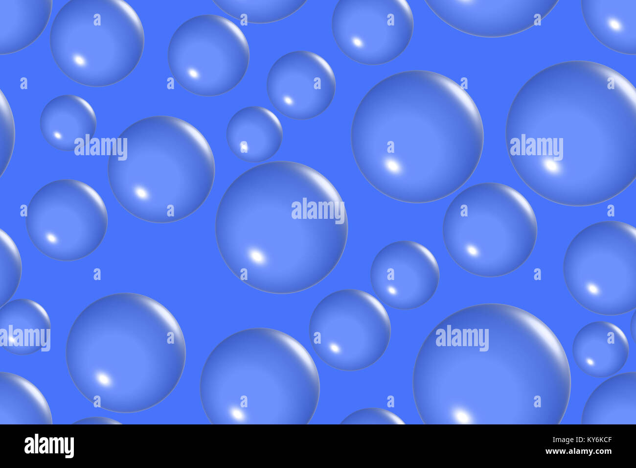Bubbles of different sizes floating against a blue background Stock ...