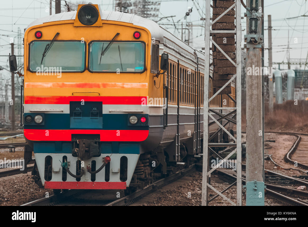 Yellow diesel train driving hi-res stock photography and images - Alamy