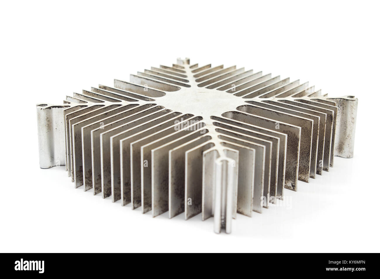 Aluminum cpu cooler heat sink isolated on white background Stock Photo ...