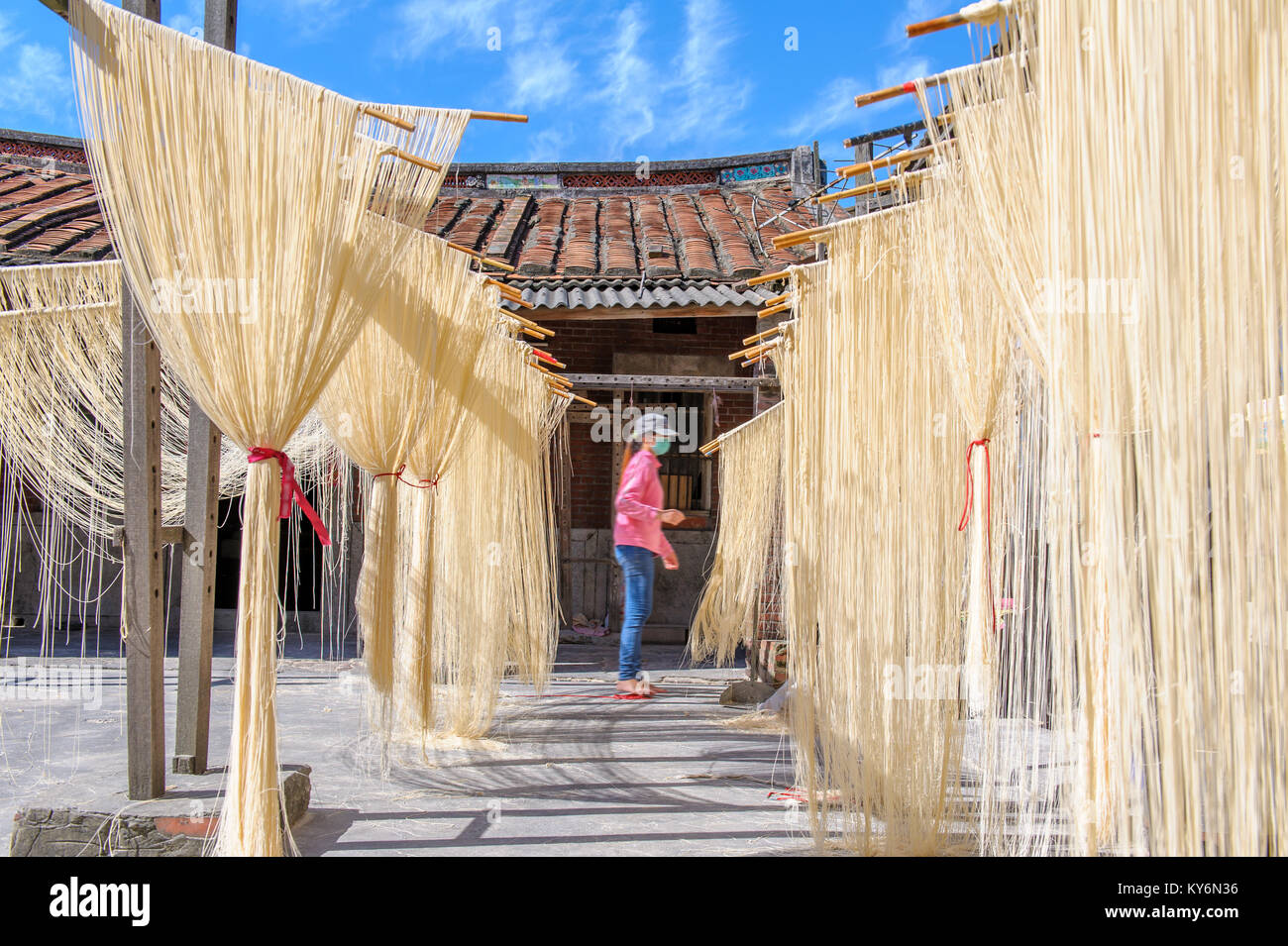 Traditional method to dry thin noodles in Taiwan Stock Photo - Alamy