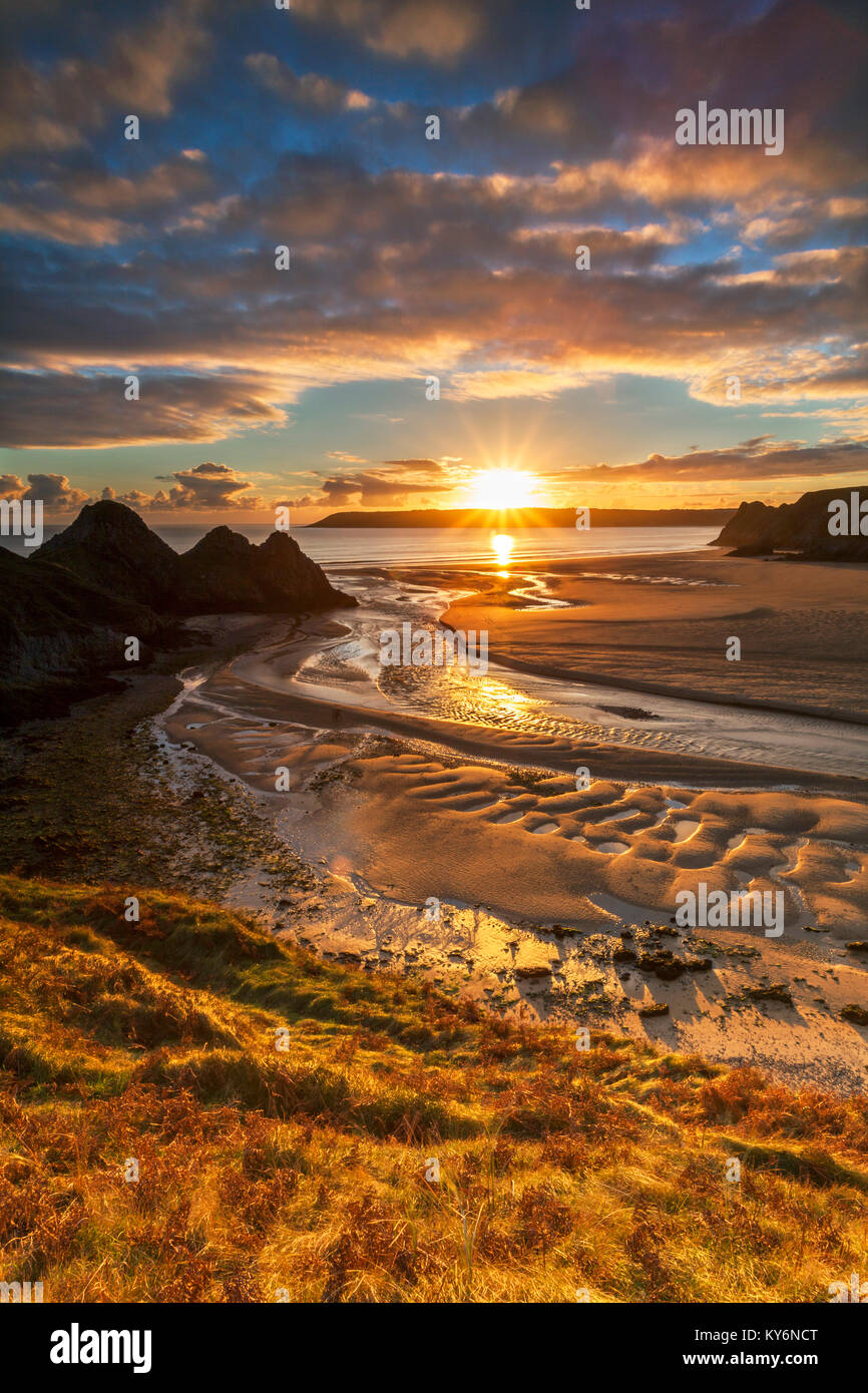 Three Cliffs Bay, Gower, Wales, UK Stock Photo - Alamy