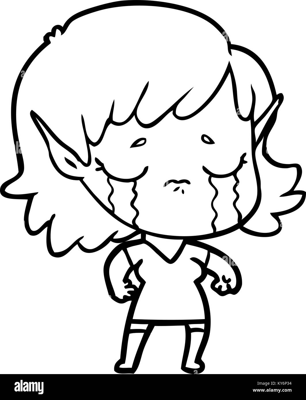 cartoon crying elf girl Stock Vector Image & Art - Alamy