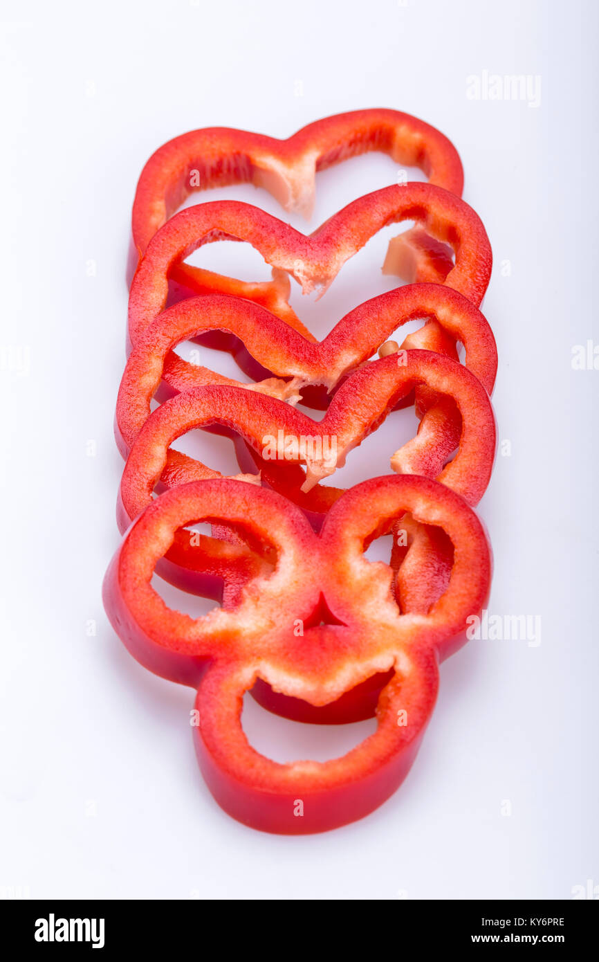 Sliced red pepper isolated on white background Stock Photo - Alamy