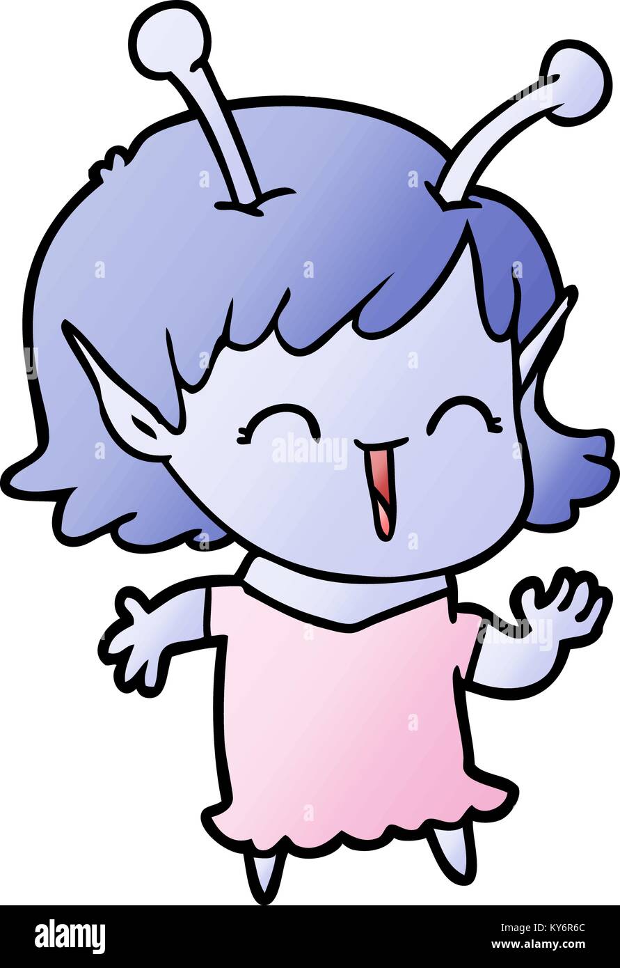 cartoon alien girl laughing Stock Vector Image & Art - Alamy