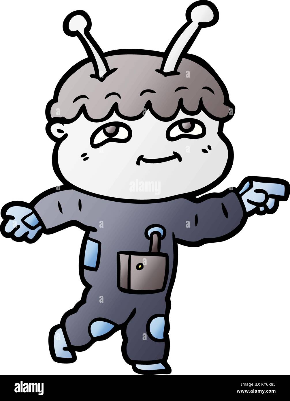 friendly cartoon spaceman pointing Stock Vector Image & Art - Alamy