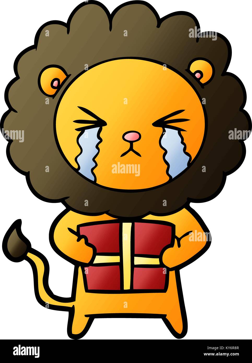 cartoon crying lion with gift Stock Vector Image & Art - Alamy
